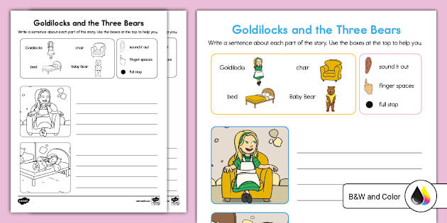 Goldilocks And The Three Bears Writing Activities Goldilocks And The