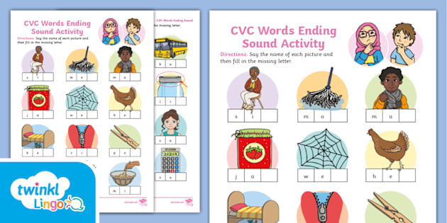 Cvc Worksheetscvc Activity Beginning Middle And Ending Sounds