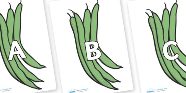 A-Z Alphabet on Green Beans (teacher made)