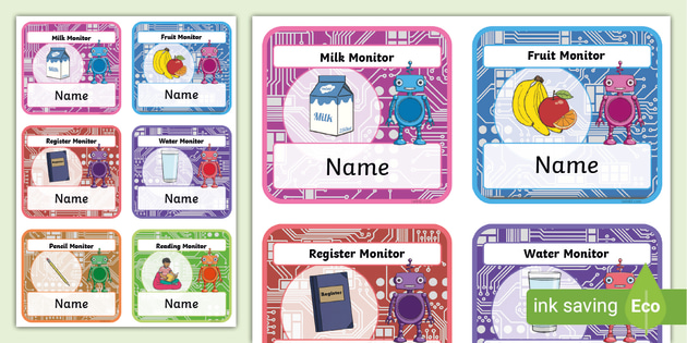 Robot Classroom Monitors Cards (teacher made)