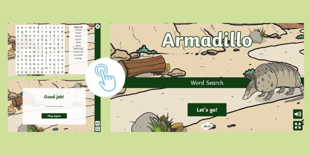 Armadillo Themed Interactive Word Search (Teacher-Made)
