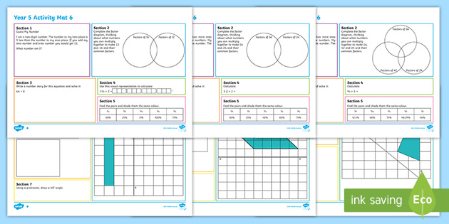 Year 5 Maths 6 Activity Mat
