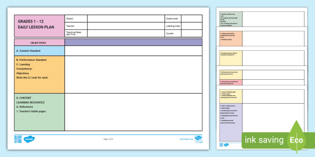 Weekly Lesson Plan Template Excel