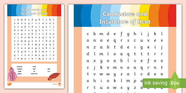 Conductors and Insulators of Heat Word Search Science