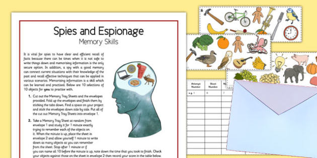 Spies and Espionage Memory Skills (teacher made)