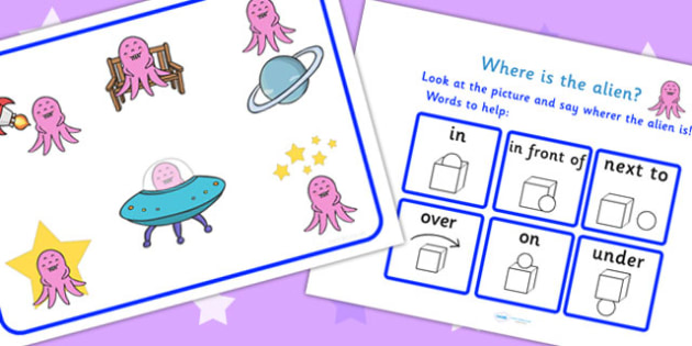 Where Is The Alien Preposition Game (teacher made)
