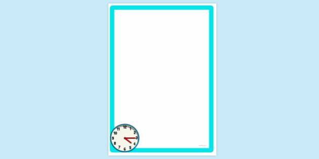 Simple Blank Clock Four Fifteen Page Border | Twinkl