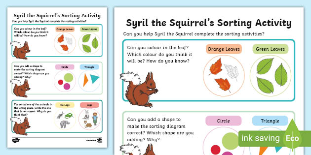 👉 Syril the Squirrel's Sorting Activity (teacher made)