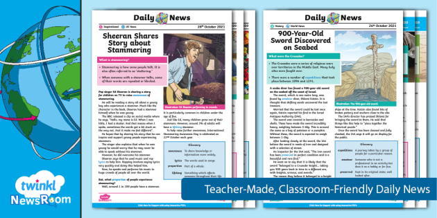 NewsRoom Weekly LKS2 Reading Comprehension Pack - 29th October 2021