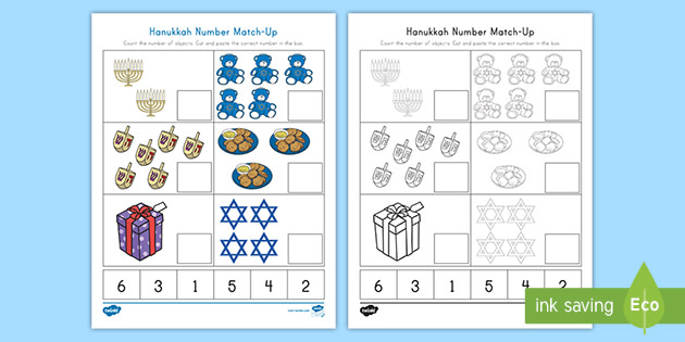 Hanukkah Number Match-Up Activity (teacher made)