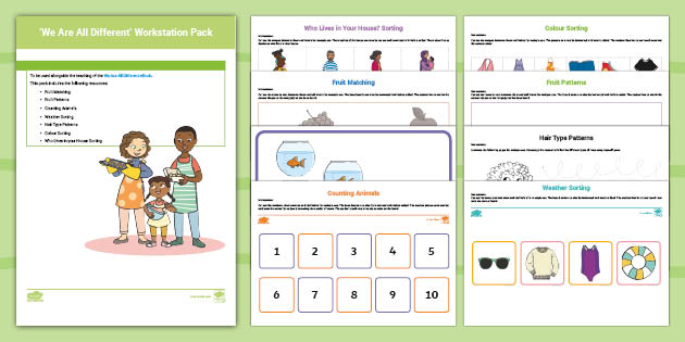 We Are All Different Workstation Pack (teacher made)