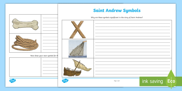 Saint Andrew's Symbols Writing Worksheet (teacher made)