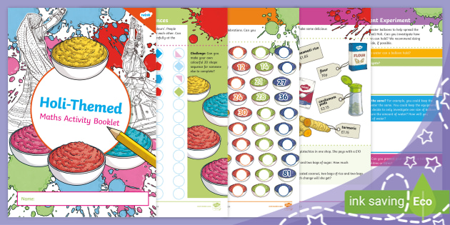 LKS2 Holi-Themed Maths Activity Booklet (Ages 7 - 9)