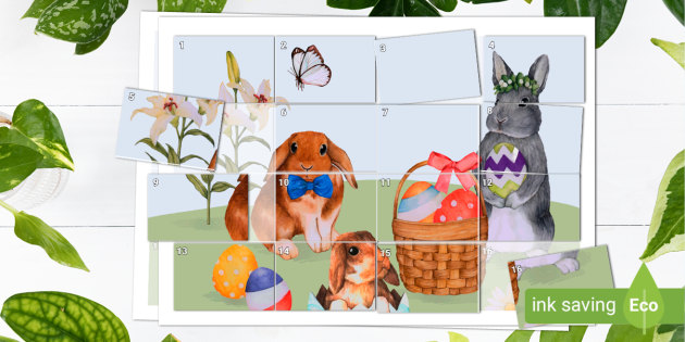 Easter Bunny | Spring Garden | Sticker Puzzle (teacher made)