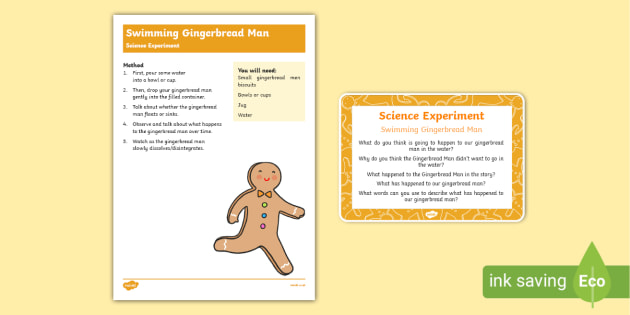 Swimming Gingerbread Man Science Experiment and Prompt Card Pack