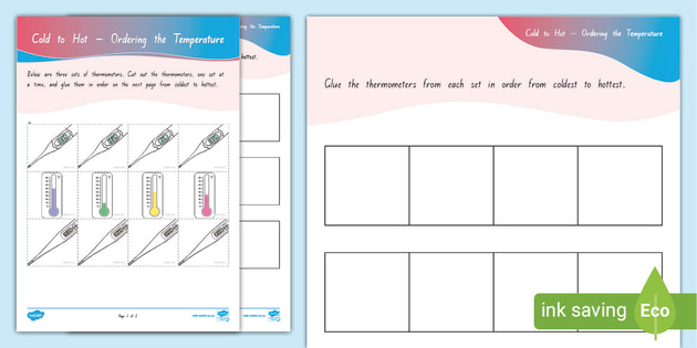 Cold to Hot - Ordering the Temperature (teacher made)