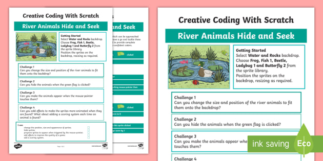 River Animals Hide and Seek Scratch Worksheet / Worksheet