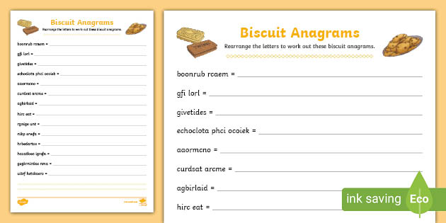 Biscuit Anagrams Word Scramble (teacher made)