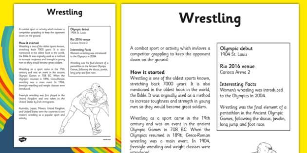 The Olympics Wrestling Fact Sheet (teacher made)