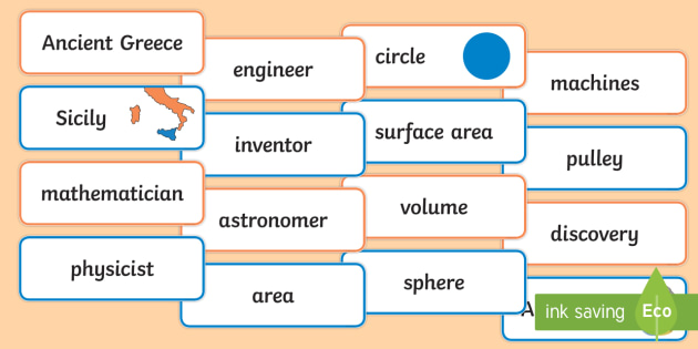 Archimedes Word Cards (teacher made)