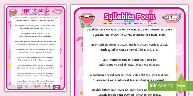 Syllables Poem (teacher made)