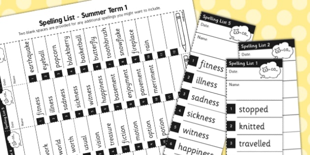 Home Educators Spelling Lists Year 2 Summer 1 (teacher made)