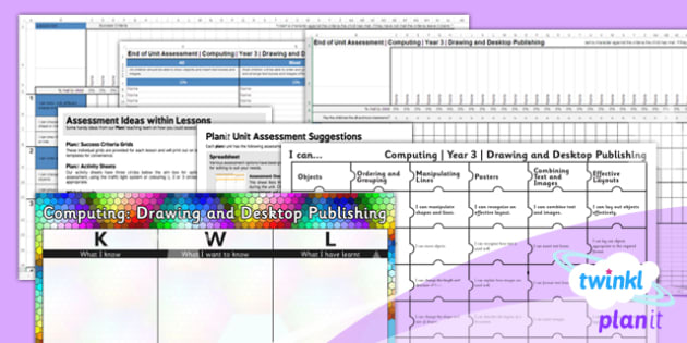 Computing: Drawing and Desktop Publishing Year 3 Unit Assessment Pack