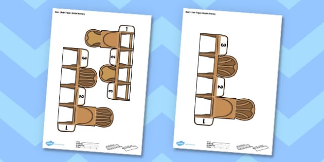 3D Bear Chair Paper Model Activity