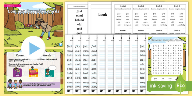 Grade 2 Phonics common exception words Spelling Pack