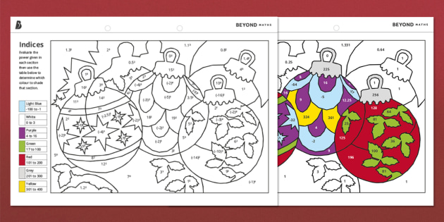Maths Christmas: Indices Colour by Number | Beyond Secondary