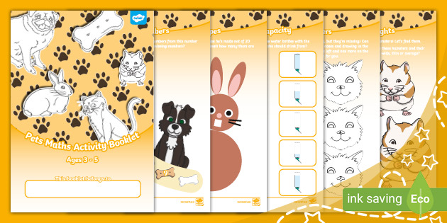 👉 * NEW * Pets-Themed Maths Activity Booklet for Children Age 3 to 5