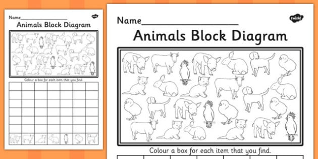 Animals Block Diagram Worksheet / Worksheet (teacher made)