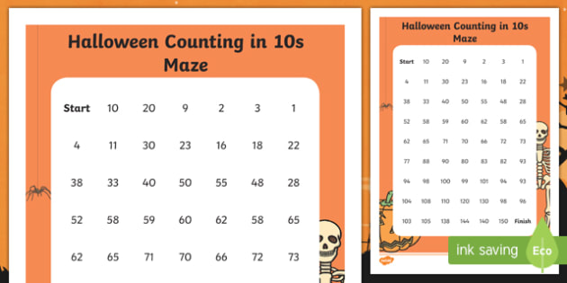 Halloween Counting in 10s Maze Worksheet / Worksheet, worksheet