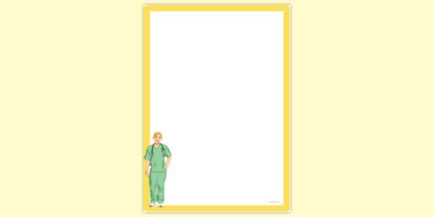 FREE! - Simple Blank Female Nurse Page Border | Page Borders