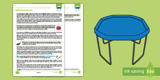 EYFS Creative Ways to Use Large Activity Trays: Baseline On Entry ...