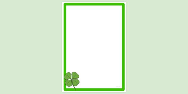 FREE! - Simple Blank Printable Clover Page Border | Twinkl