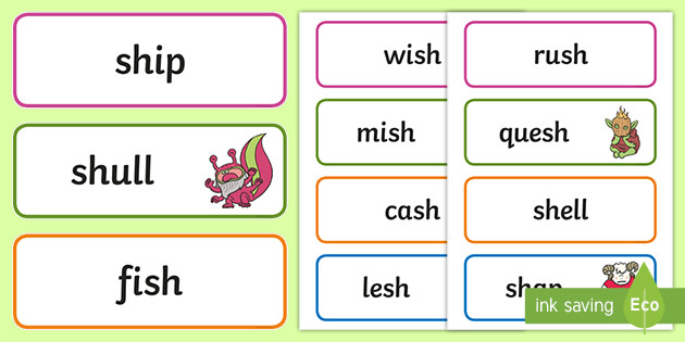 Phase 3 'sh' Flashcards: Real and Nonsense Word Cards