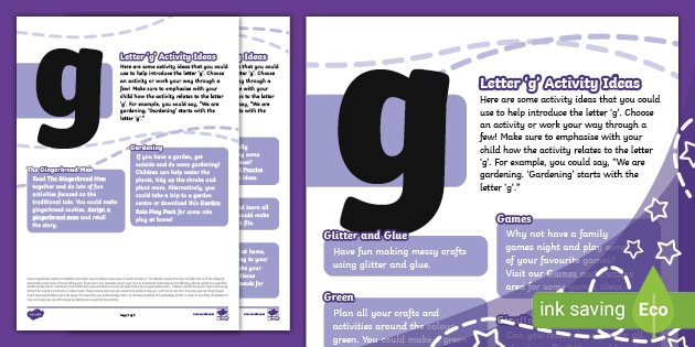Letter 'g' Activity Ideas
