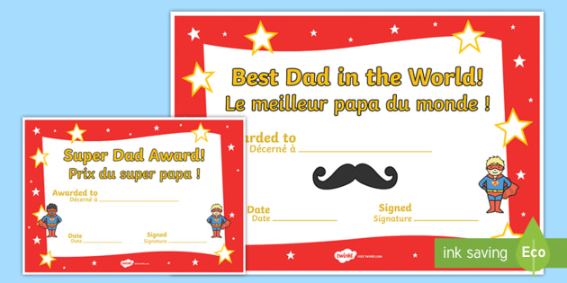 Father's Day Certificates English/French