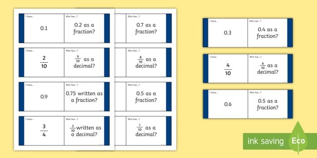 Converting Decimals and Fractions Loop Cards