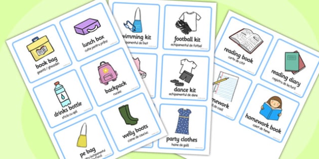 SEN Communication Cards Things To Remember Girl Romanian Translation