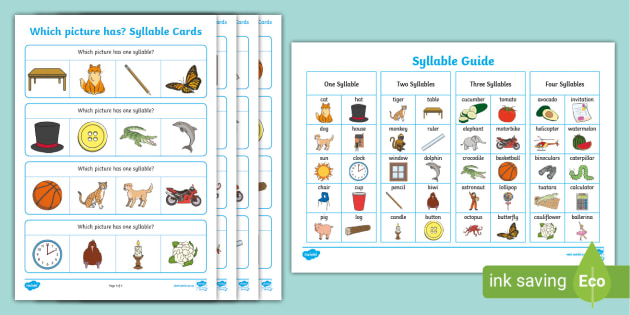 Which Picture Has? Syllable Cards (teacher made)