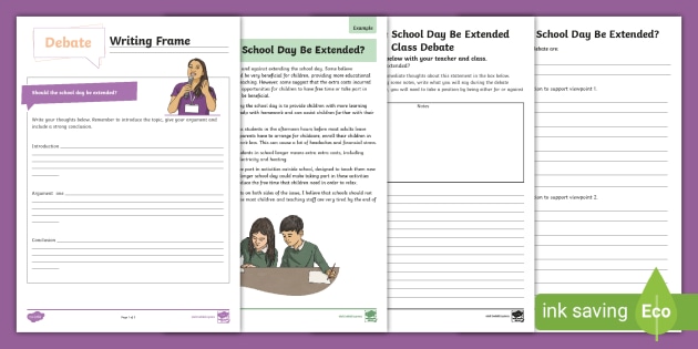 Debating Resource: Should the School Day be Extended? Activity Sheets