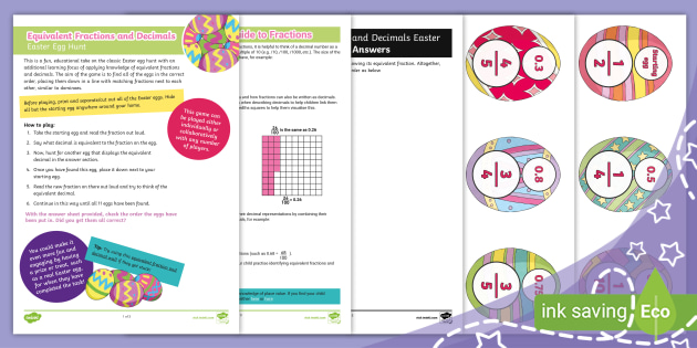 Fractions and Decimals Easter Egg Hunt Game (teacher made)