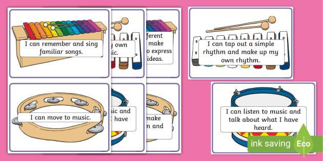 Kindergarten 'I Can' Music Area Continuous Provision Prompt Cards
