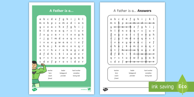 What is a father? Word Search (teacher made)