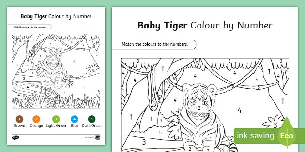 FREE! - Baby Tiger Colour by Number (teacher made)