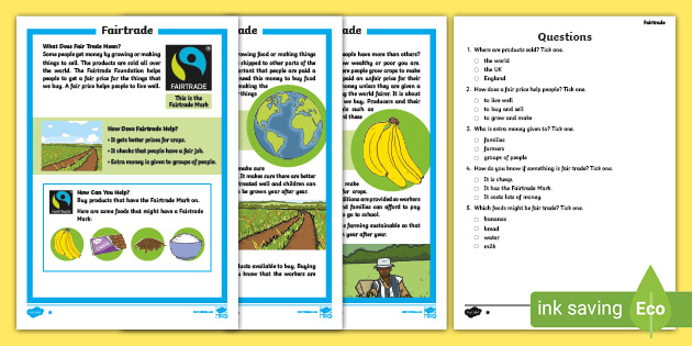 Fairtrade Differentiated Reading Comprehension Activity