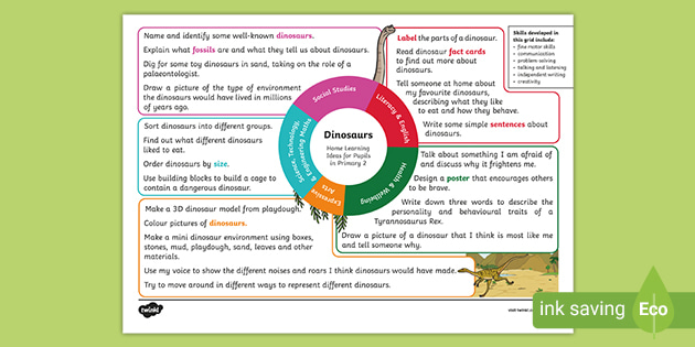 Dinosaurs P2 Mini Home Learning Topic (teacher made)