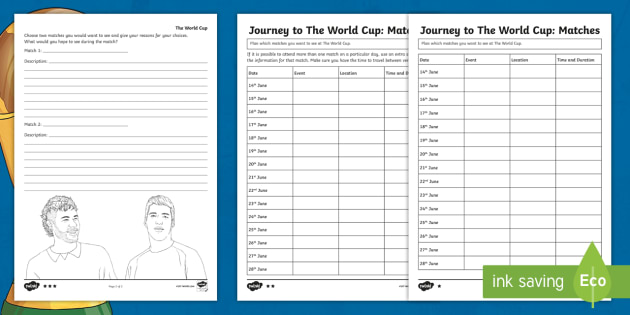 KS2 The World Cup Matches Differentiated Worksheets
